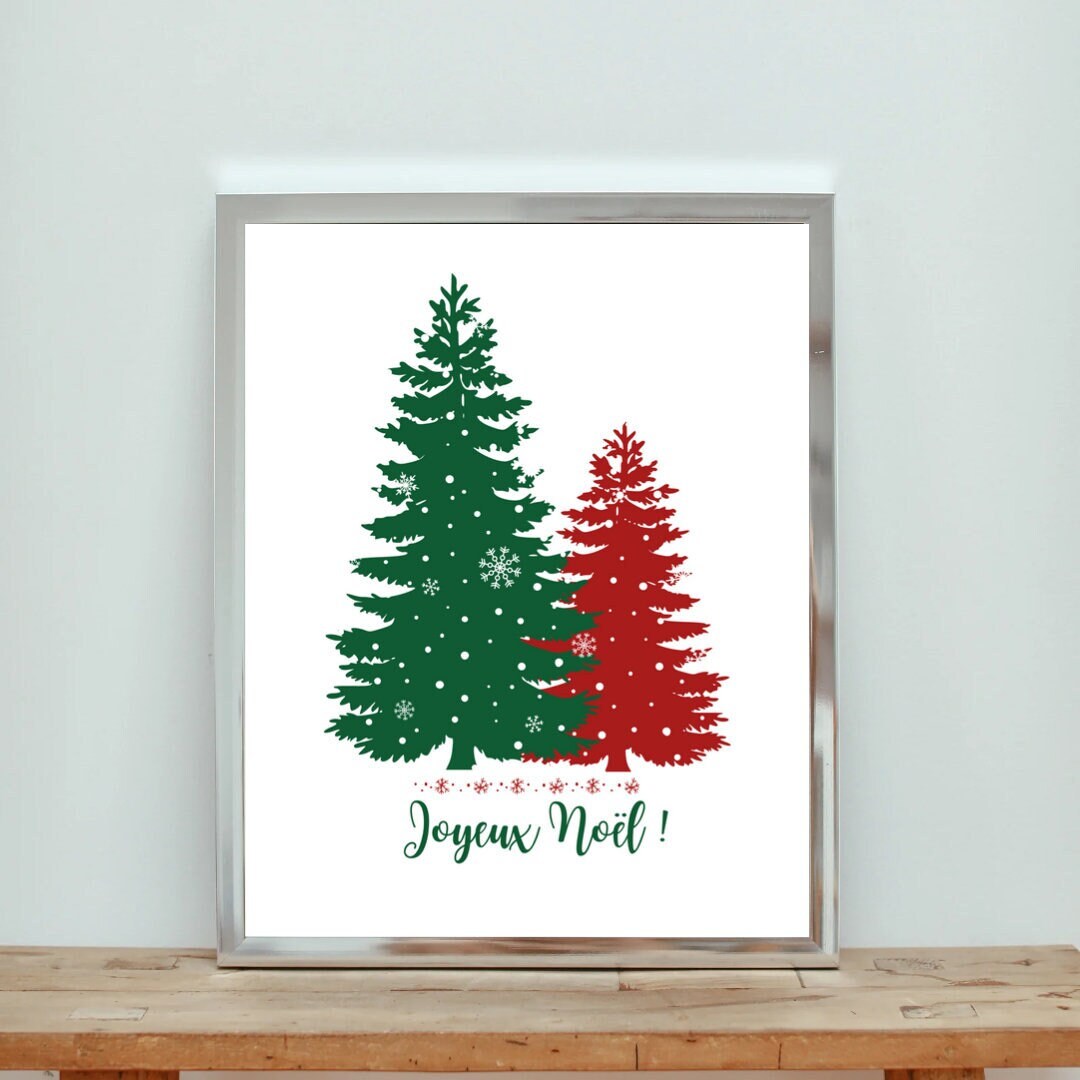 Digital Poster to Print / merry Christmas Christmas Trees - Etsy