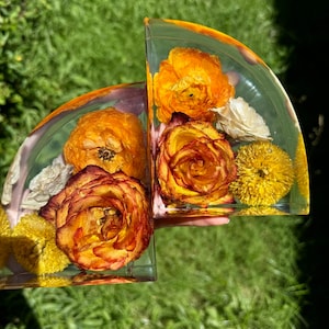 5"x4" Bouquet Preserved Flower Bookends Set, Wedding Bouquet, Resin ...