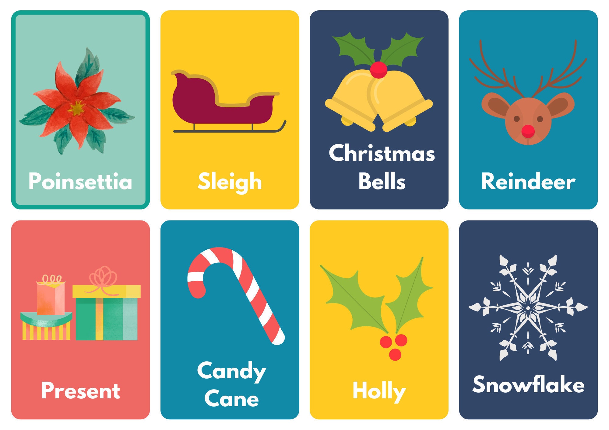 Christmas Themed Flash Cards at Gabriel Basser blog