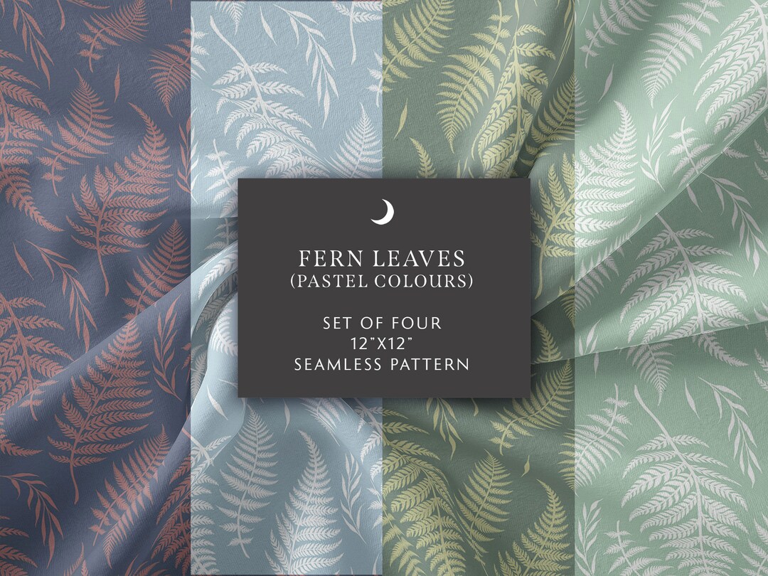 Seamless Pattern, Fern Leaves Digital Paper Boho Surface Design ...