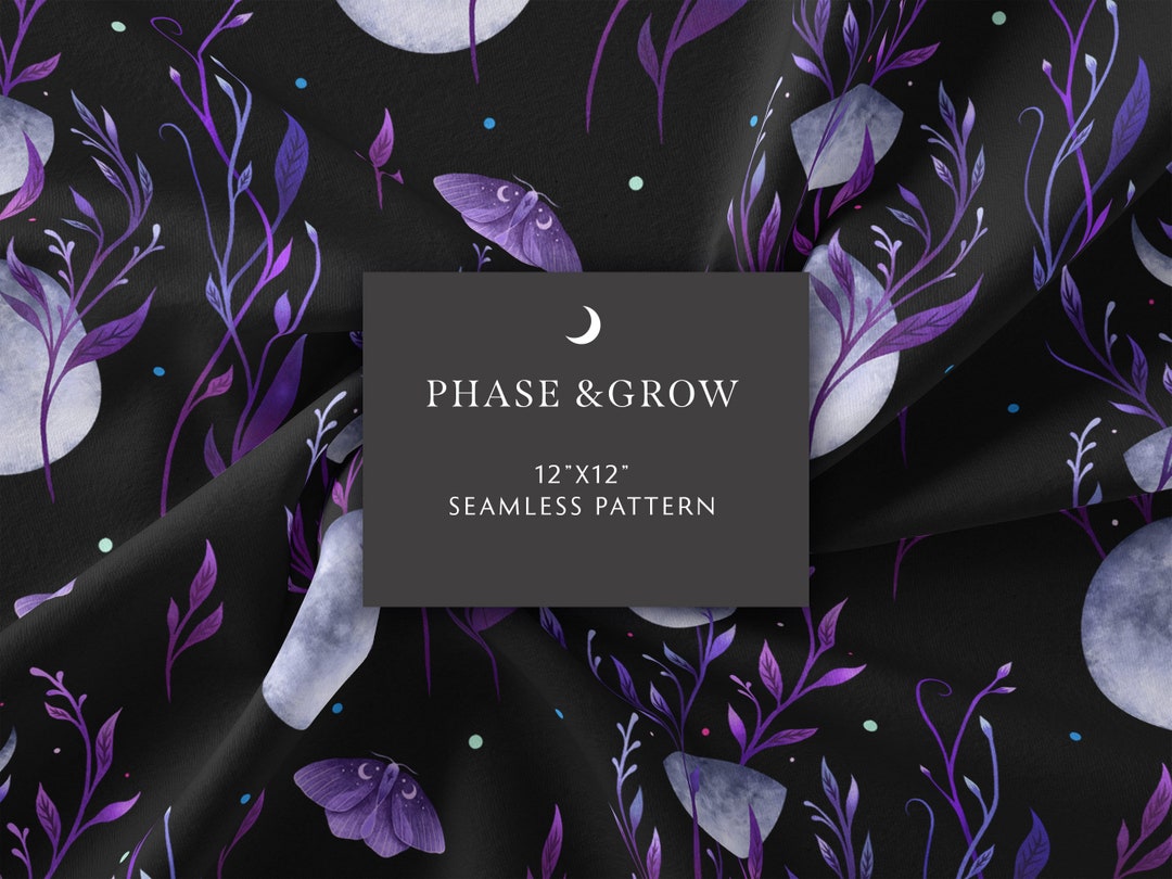 Seamless Pattern, Phase & Grow Digital Paper Luna Pattern, BOHO Surface ...