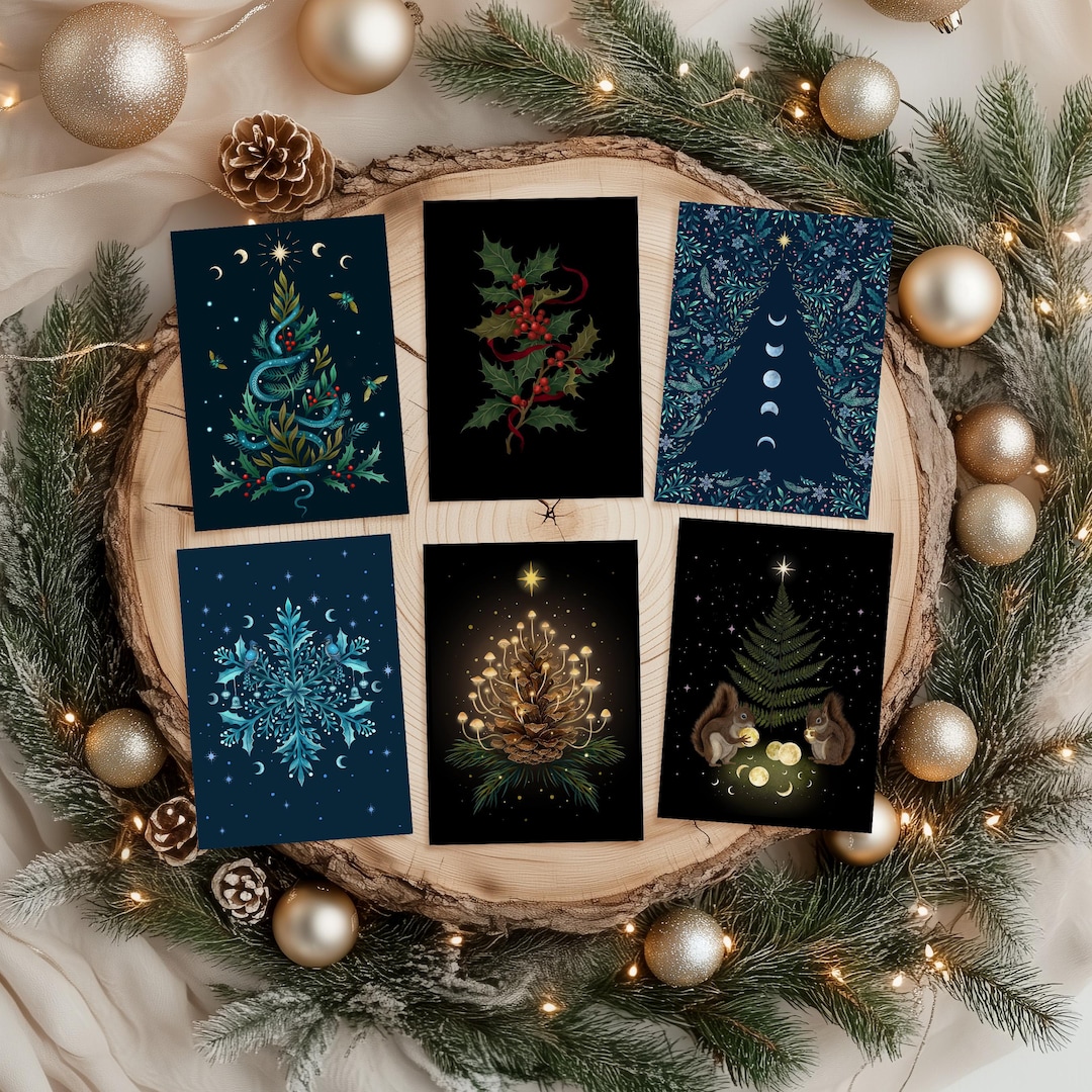 Pack of 6, Whimsy Magical Christmas Cards, 4"x6" Sizes, Winter Nature ...