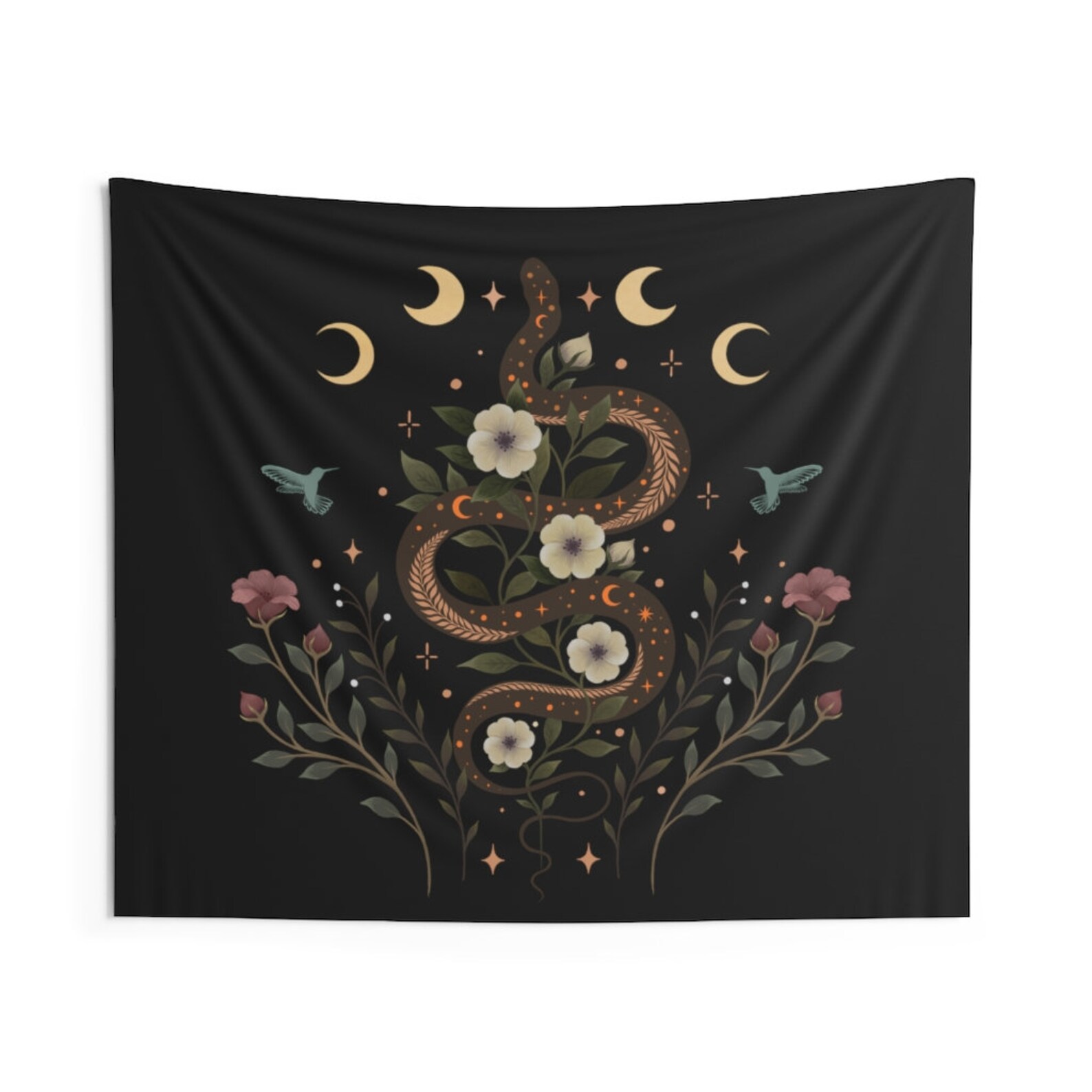 Serpent Spell Wall Tapestry Boho Wall Hanging Bohemian Moon - Etsy