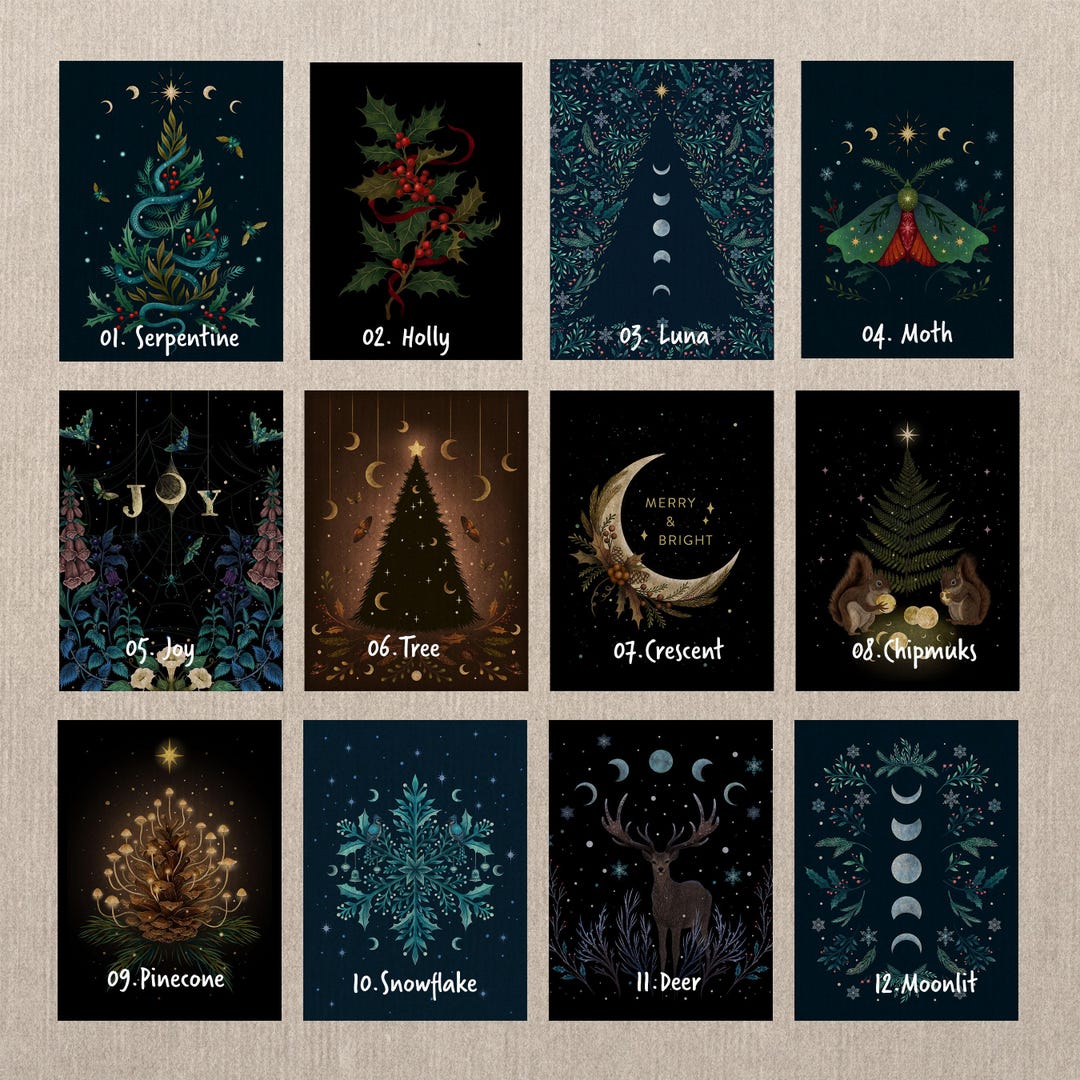 Choose Your X-mas Card Pack, Assorted Witchy Christmas Cards, 4"x6 ...