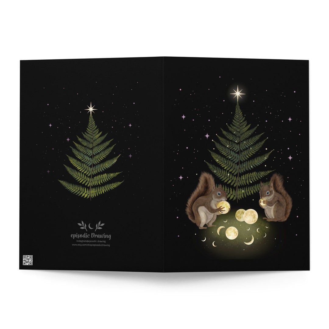 Pack of 3, Midnight Greeting Card, Christmas Fern , Magical Greeting ...
