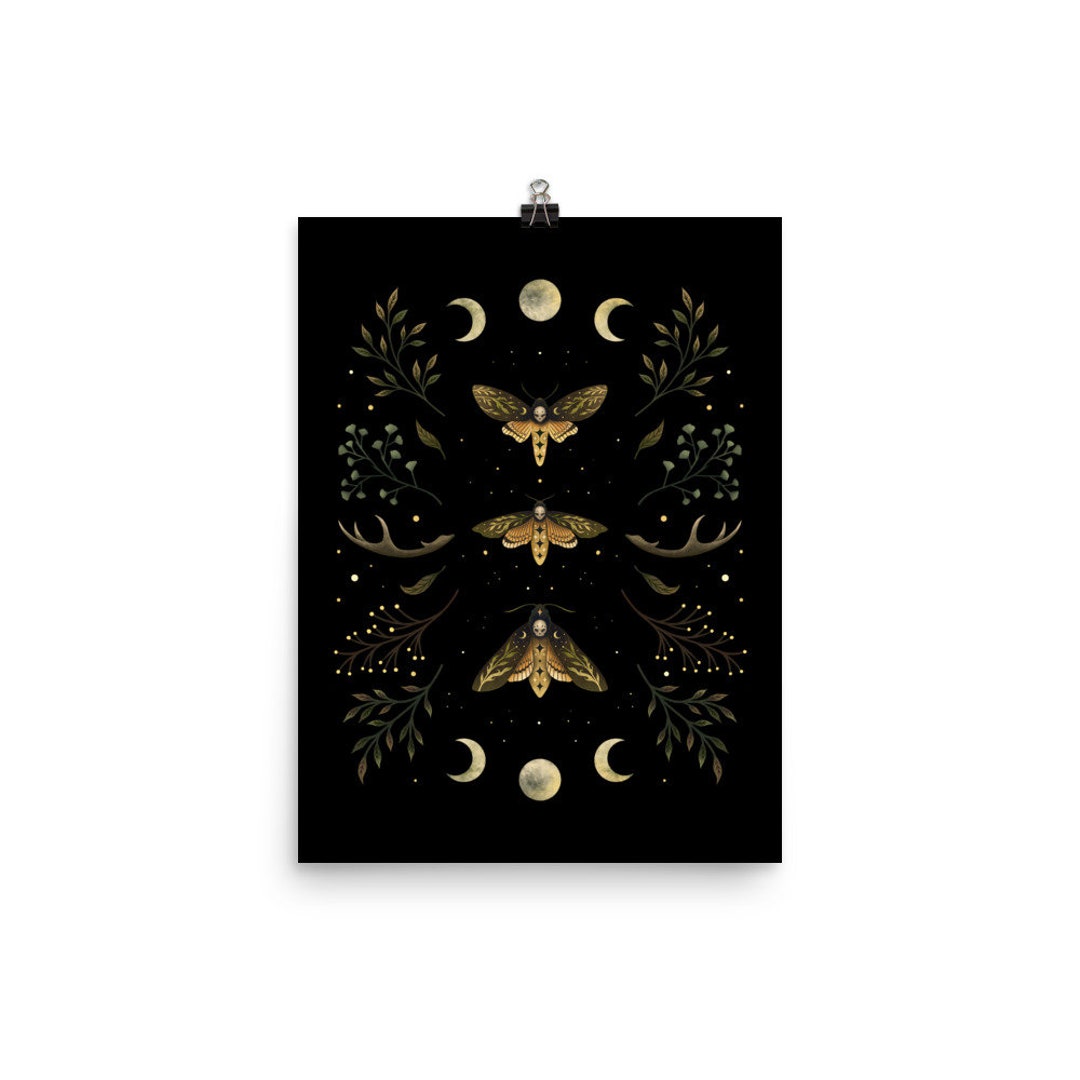 Giclée Print Poster, Death Head Moths Night Art Print Original ...