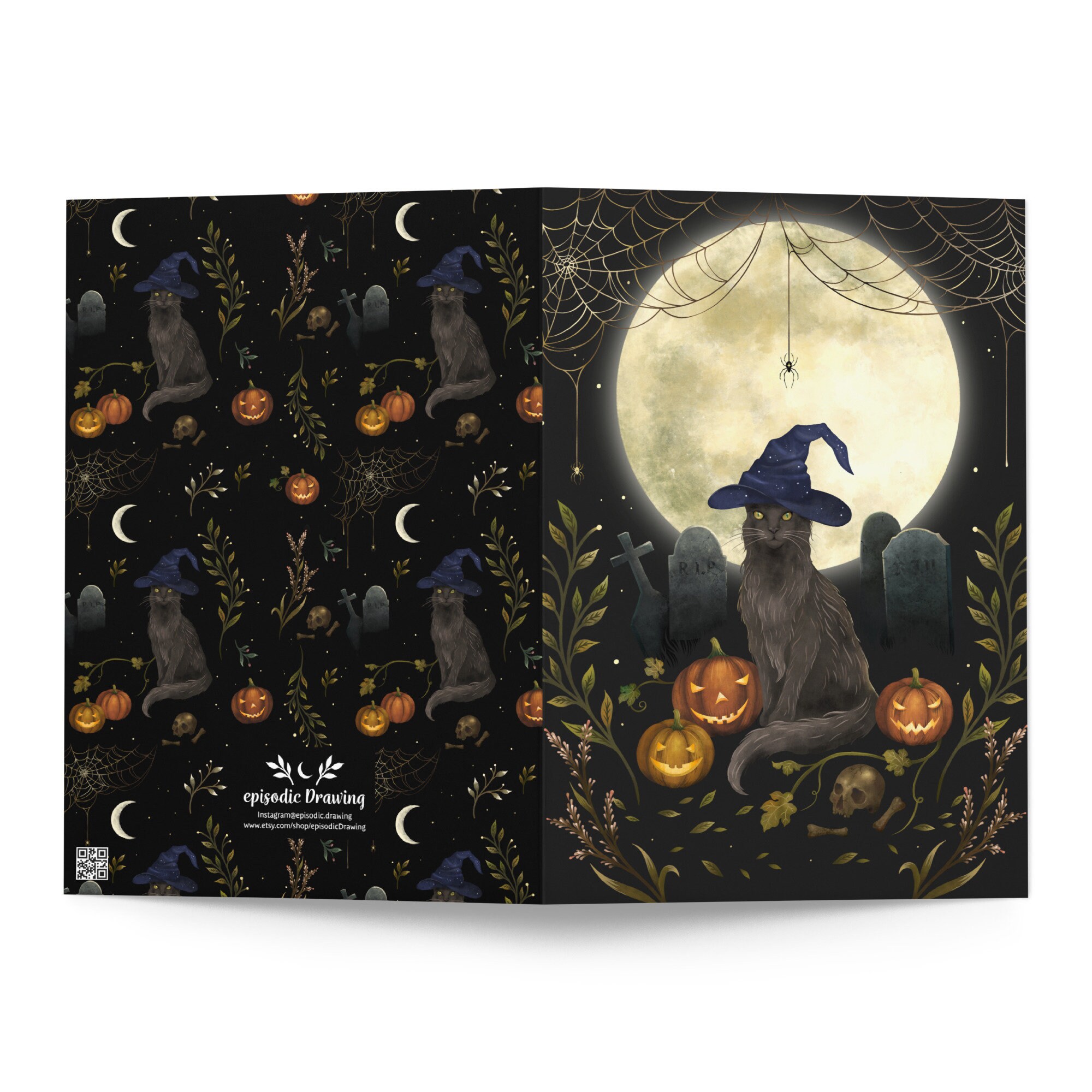 Witchy Halloween Card Pack of 5, Assorted Illustration Cards, 4"x6 ...