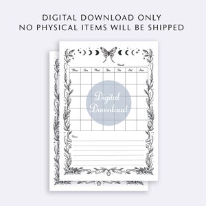 Monthly Planner Printable, Witchy Calendar, Undated, Monthly Agenda ...