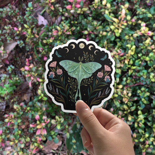 Luna Moth Die-cut Stickers Vinyl Sticker Nocturnal Moon Moth - Etsy