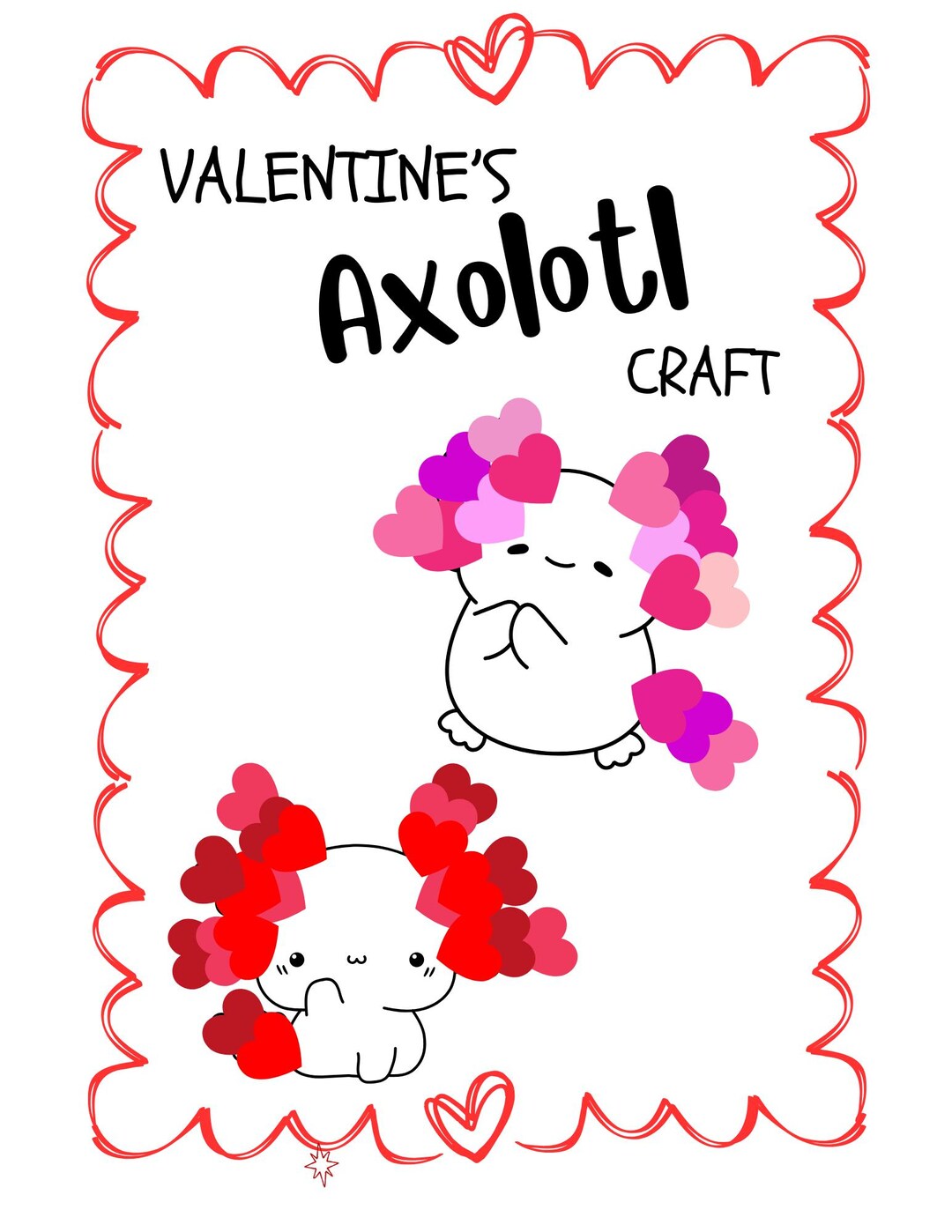 Adorable Valentine's Day friendship Day Axolotl Craft or Card no Prep ...