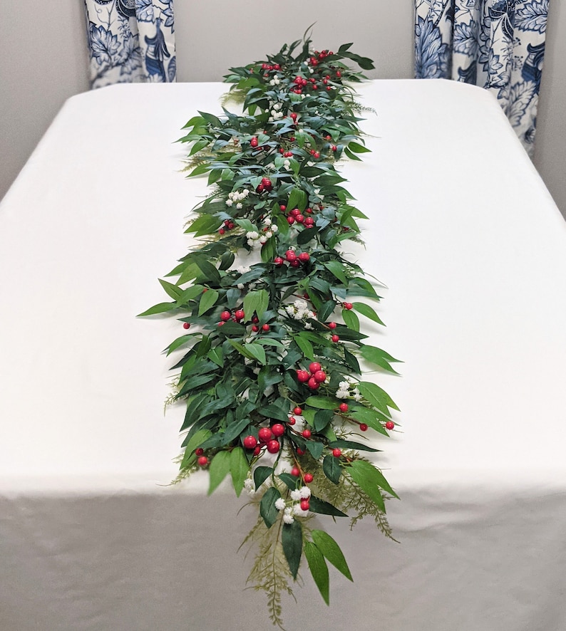 Winter Garland With Italian Ruscus and Red Berries Christmas - Etsy