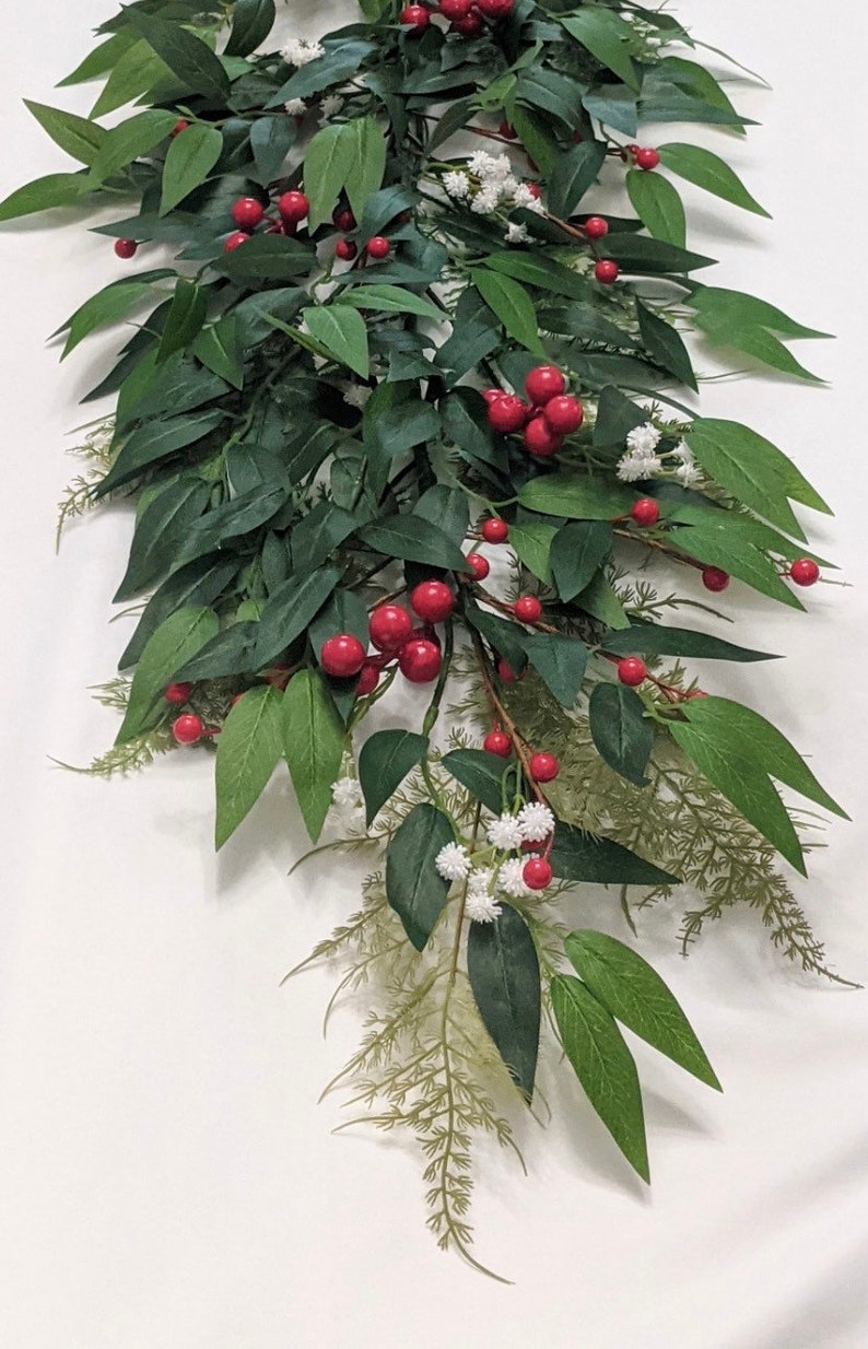 Winter Garland With Italian Ruscus and Red Berries Christmas - Etsy