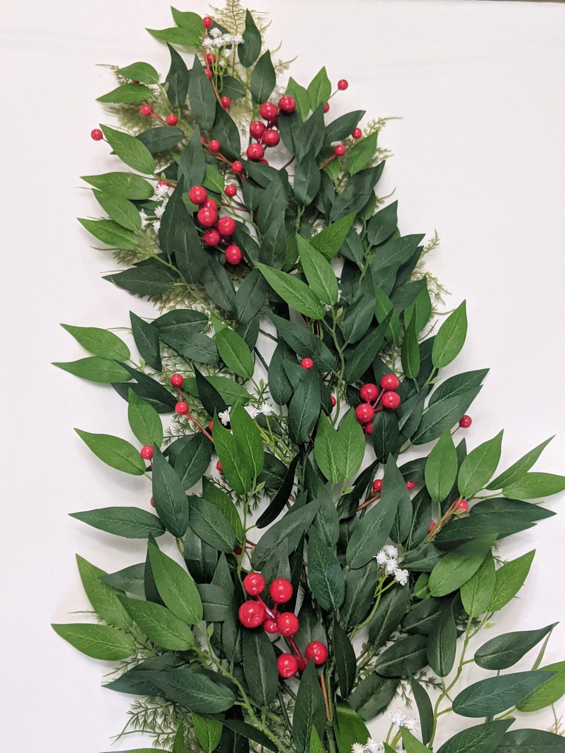 Winter Garland With Italian Ruscus and Red Berries Christmas - Etsy