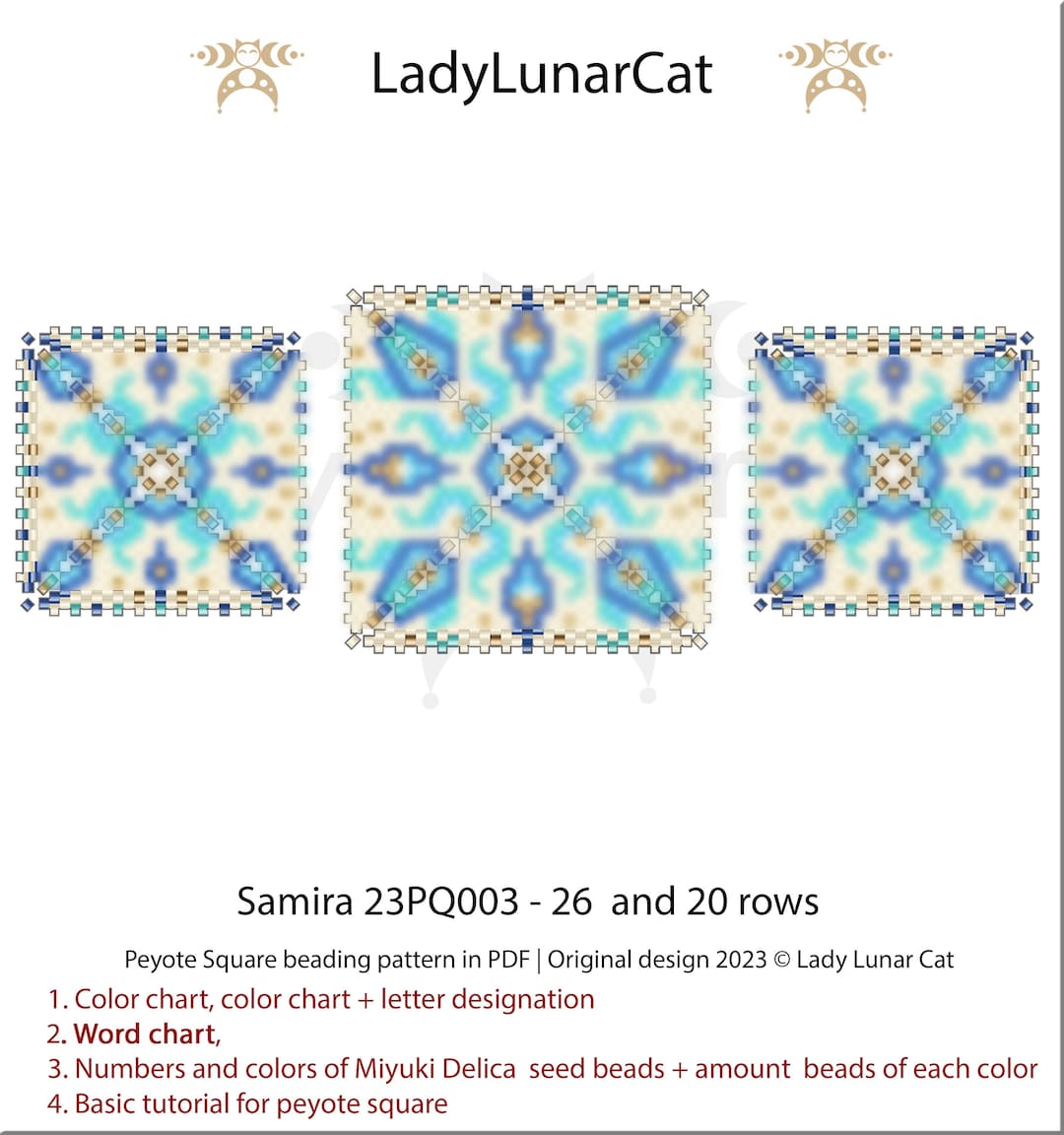 Peyote Square Pattern for Beading - Samira 23PQ003 + Basic Peyote ...