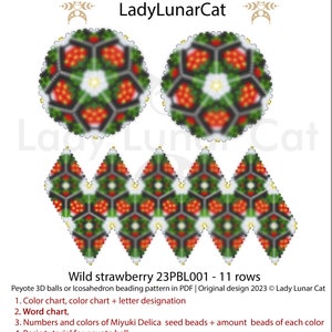 Peyote 3d Ball Pattern for Beading - Wild Strawberry 23PBL001 11 Rows ...