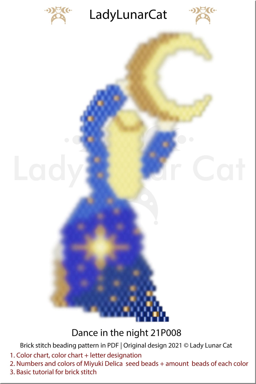 Moon Brick Stitch Pattern for Beading Doll, DIY Beading Ideas - Etsy