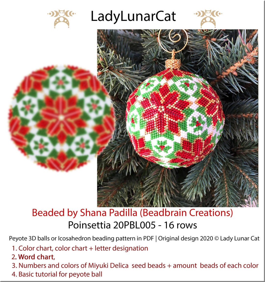Poinsettia Ornament Tutorial - Peyote 3d Ball Pattern for Beading - Etsy