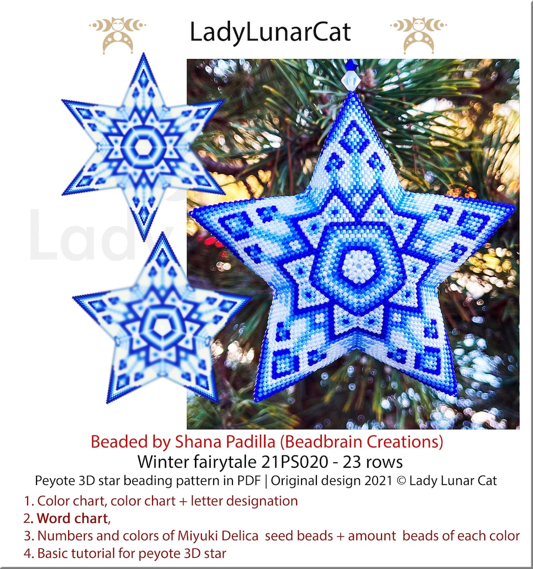 Winter Ornament Beading Tutorial Peyote Blue Star Pattern DIY Christmas ...
