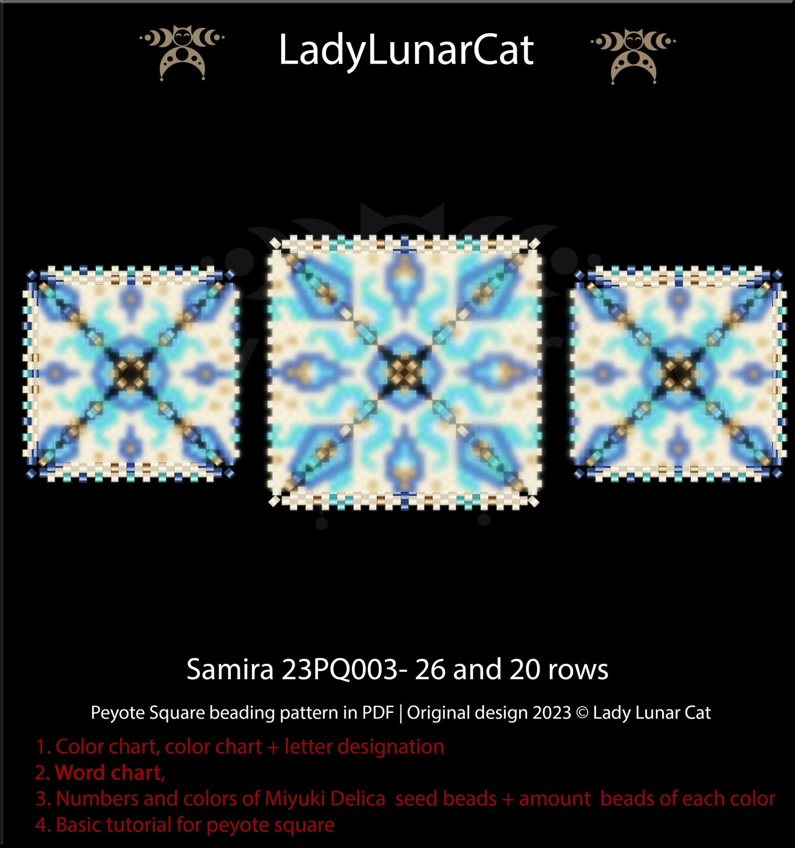 Peyote Square Beading Pattern - Samira (PDF) - Etsy