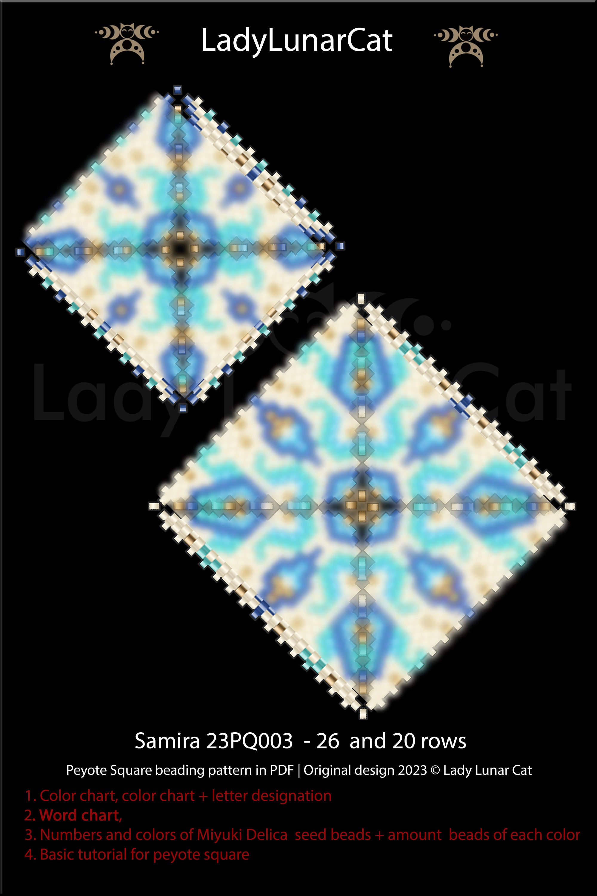 Peyote Square Beading Pattern - Samira (PDF) - Etsy