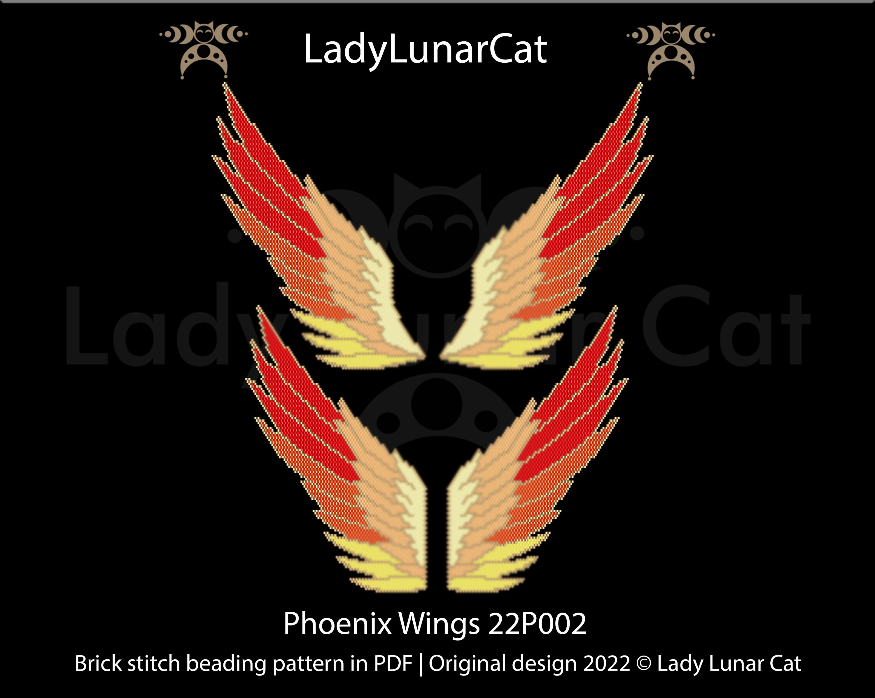 Brick Stitch Pattern for Beading Phoenix Wings 22P002 - Etsy