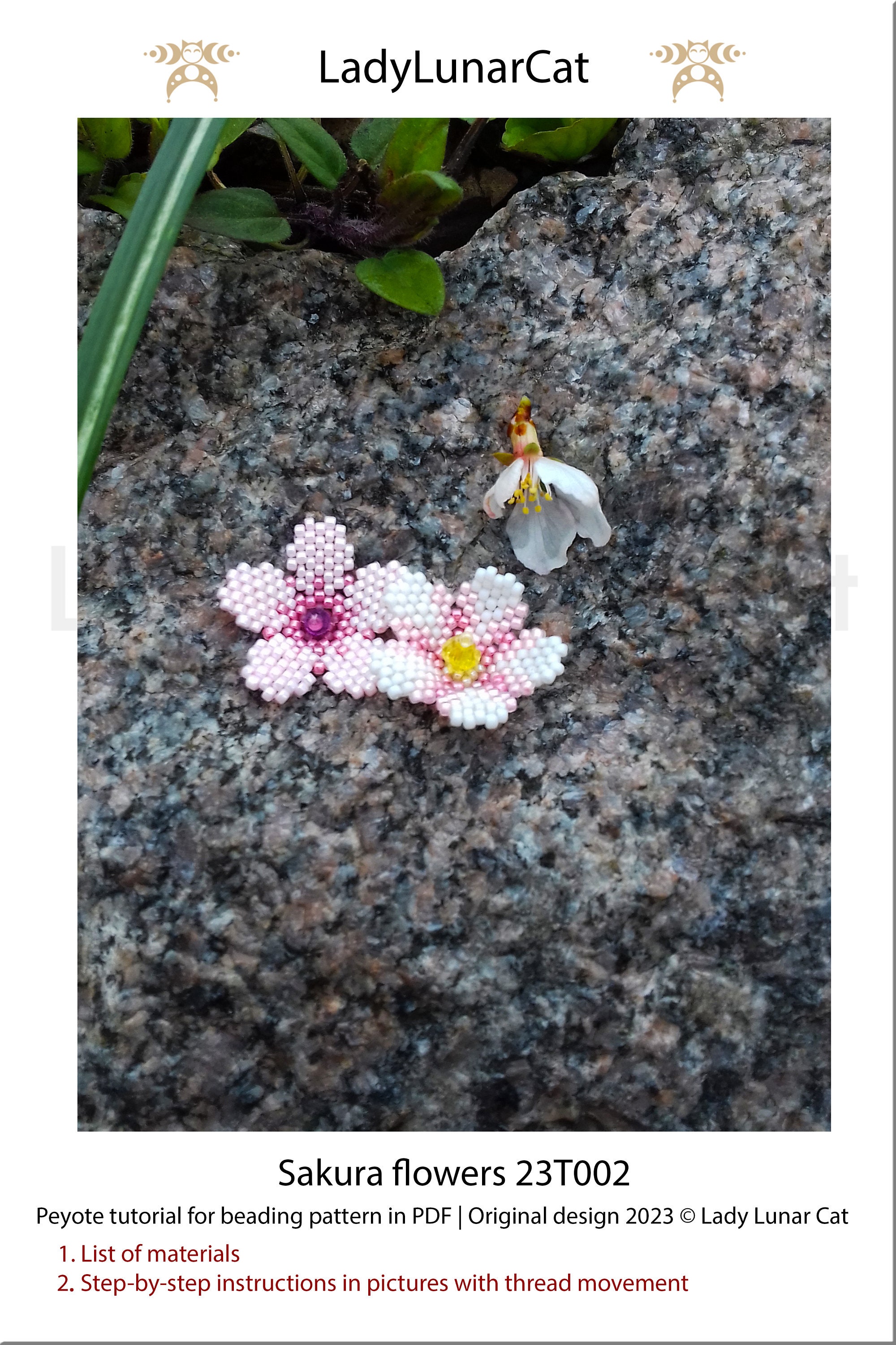 Sakura Peyote Stitch Pattern, Beginner Friendly Beaded Flower Tutorial ...