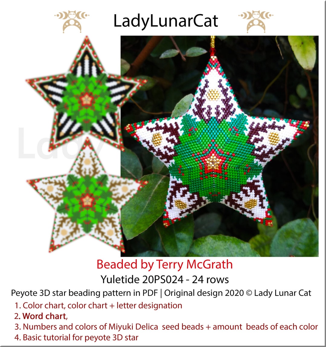 Winter Ornament Beading Tutorial - Peyote Star Pattern - DIY Yuletide ...