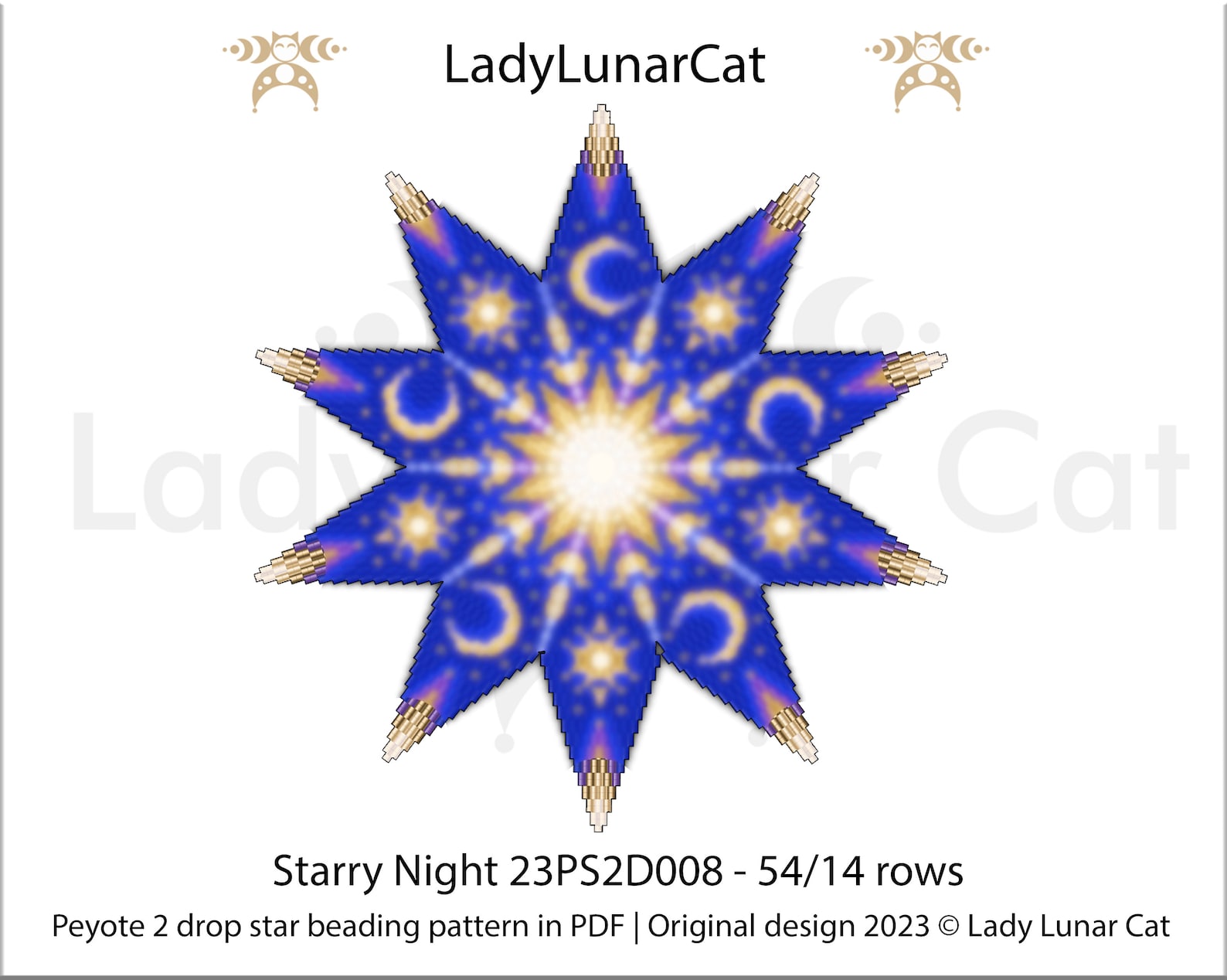 Peyote 2 Drop Star Pattern for Beading - Starry Night 23PS2D008 14 Rows ...