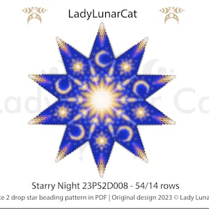 Peyote 2 Drop Star Pattern for Beading - Starry Night 23PS2D008 14 Rows ...