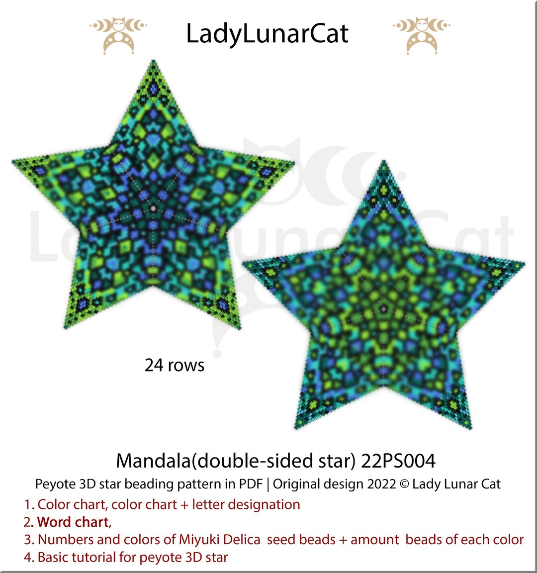 Beaded Star Pattern for Beading - Mandala 22PS004 - Etsy