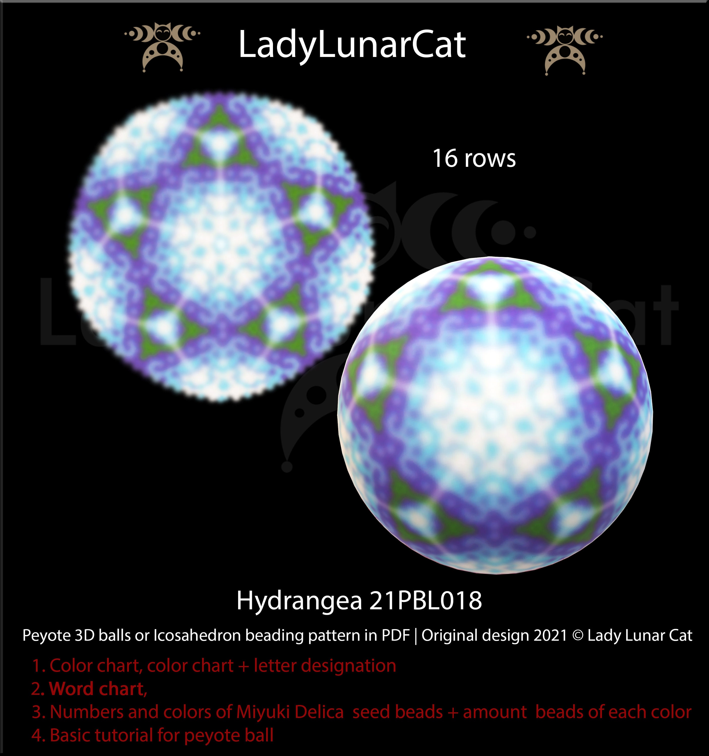 Peyote 3d Ball Pattern for Beading Hydrangea 21PBL018 16 - Etsy