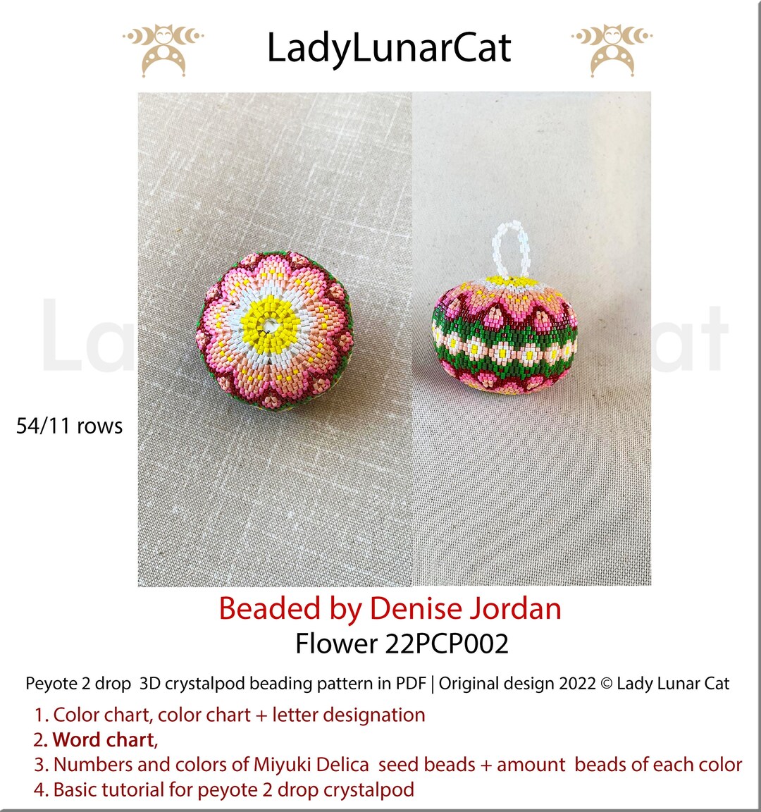 Peyote 2drop Pod Pattern for Beading - Flower 22PCP002 - Etsy