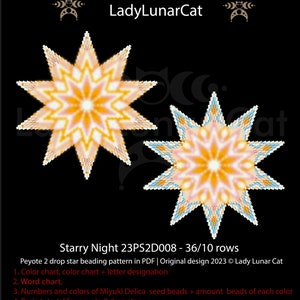 Peyote 2 Drop Star Pattern for Beading - Veresen 23PS2D010 10 Rows ...