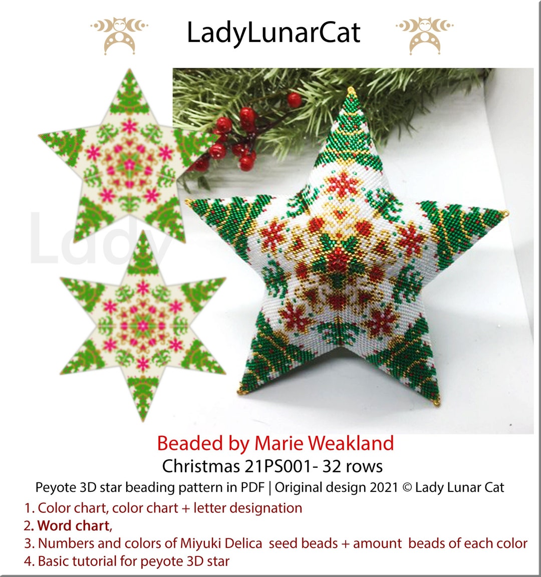 Christmas Star Ornament Tutorial Peyote Star Pattern DIY Winter ...
