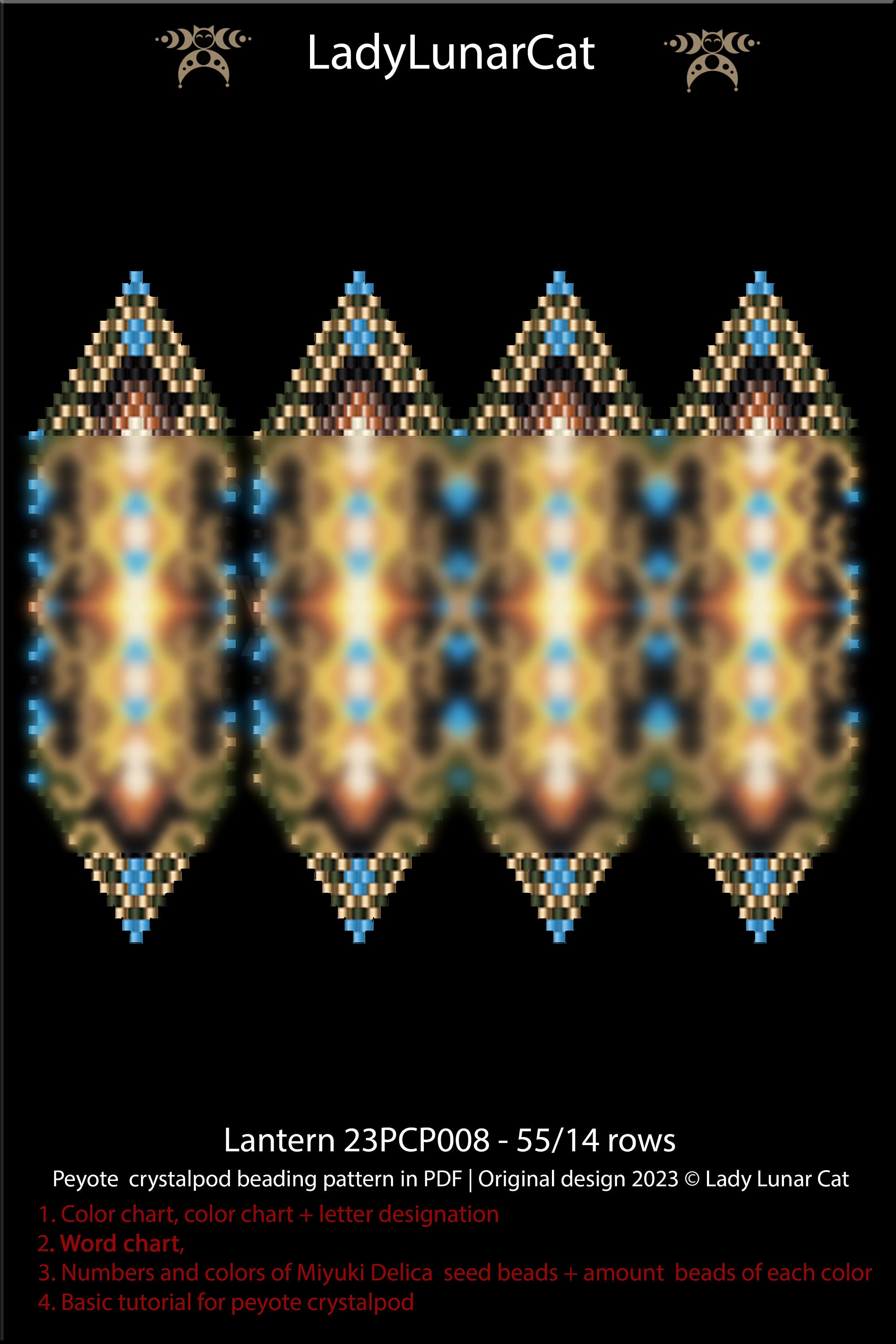 Peyote Pod Pattern for Seed Beads, Lantern Beadwoven, Lantern Beading ...