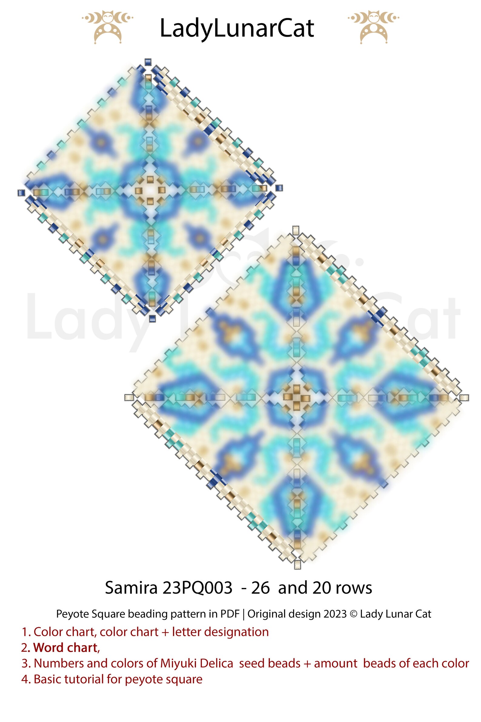 Peyote Square Beading Pattern - Samira (PDF) - Etsy