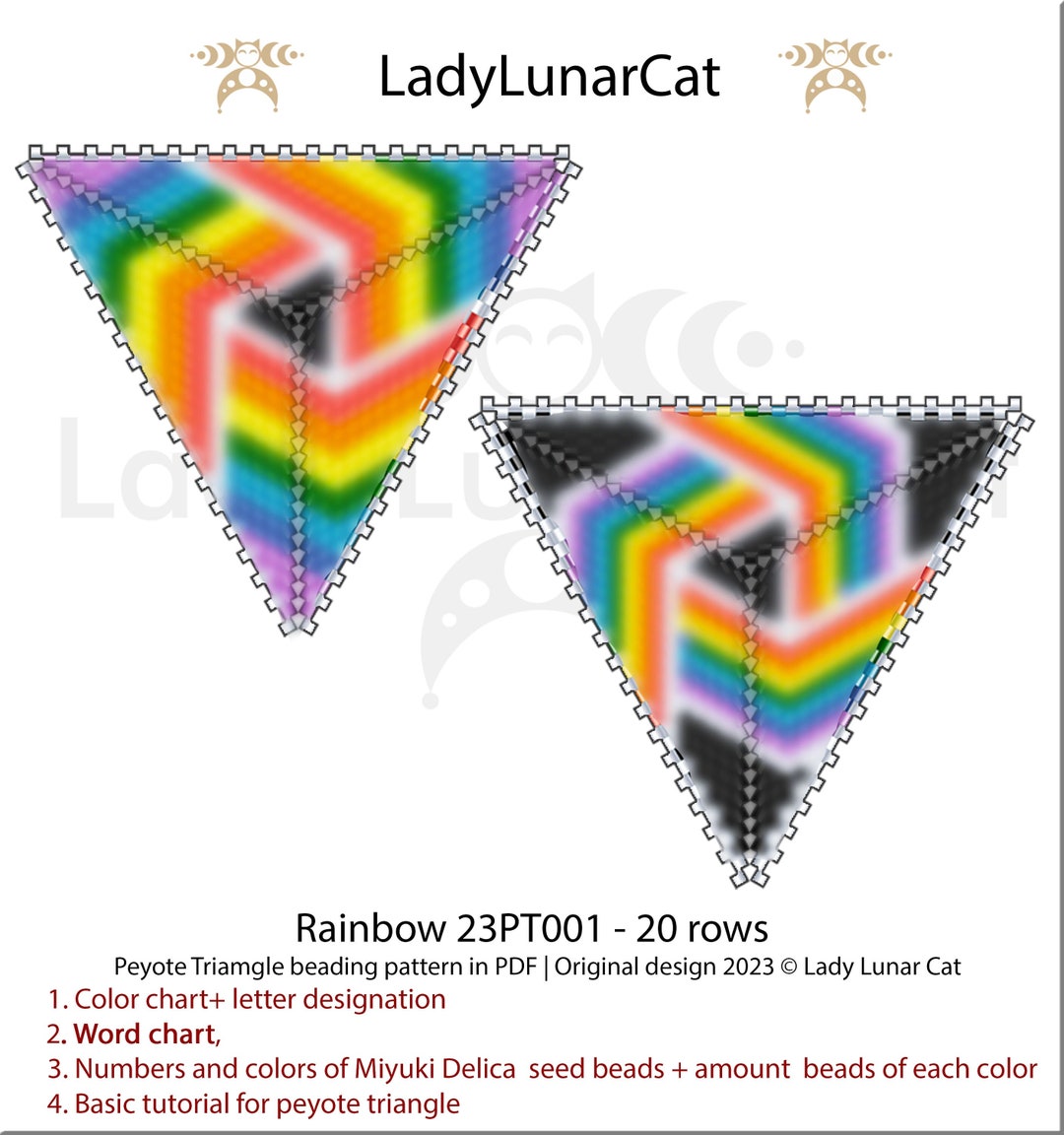 Peyote Triangle Pattern Tutorial For Beading Seed Beads Rainbow Etsy