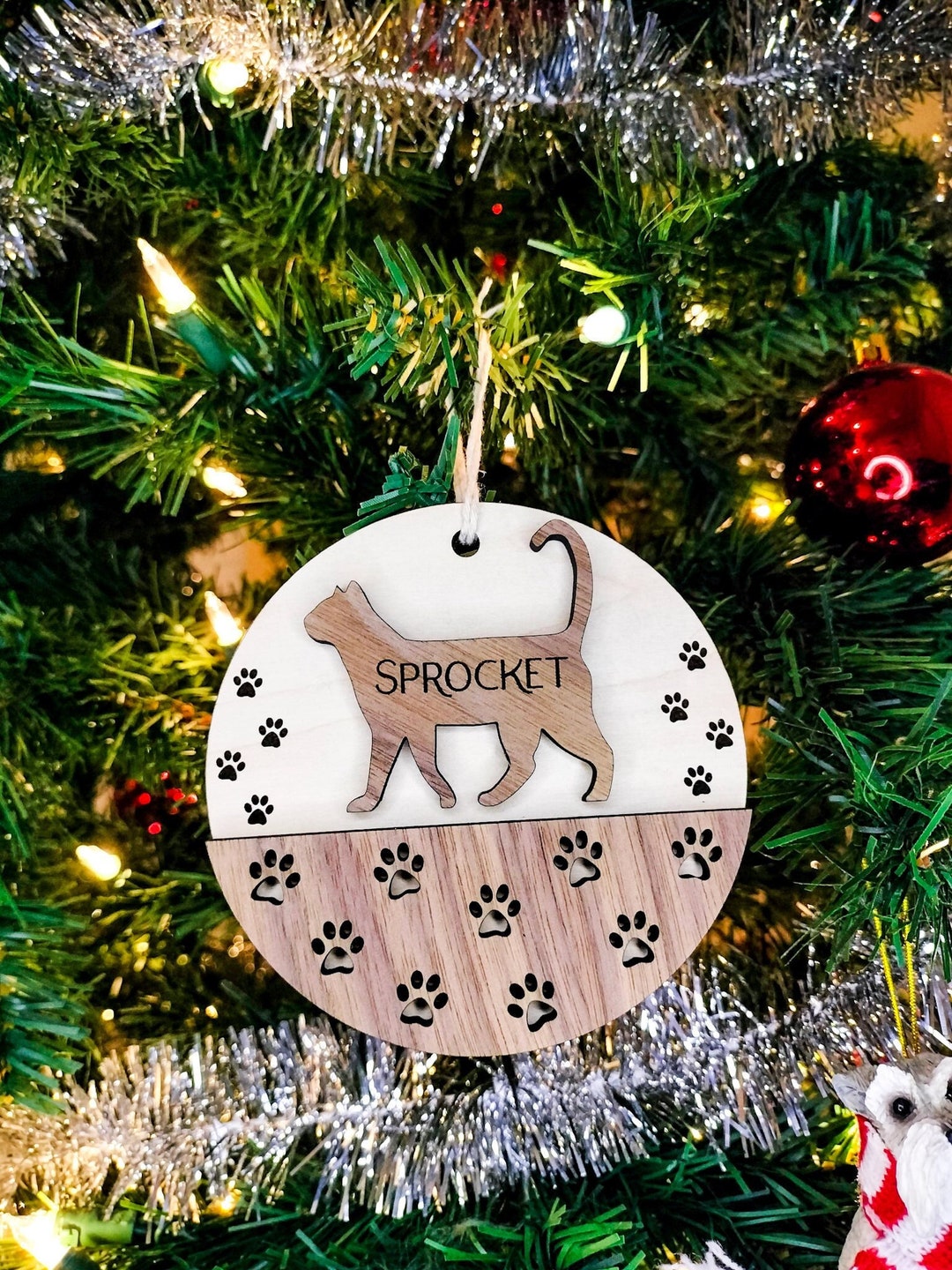 Cute Cat Ornament Customizable Cat Christmas Ornament With Engraving - Etsy