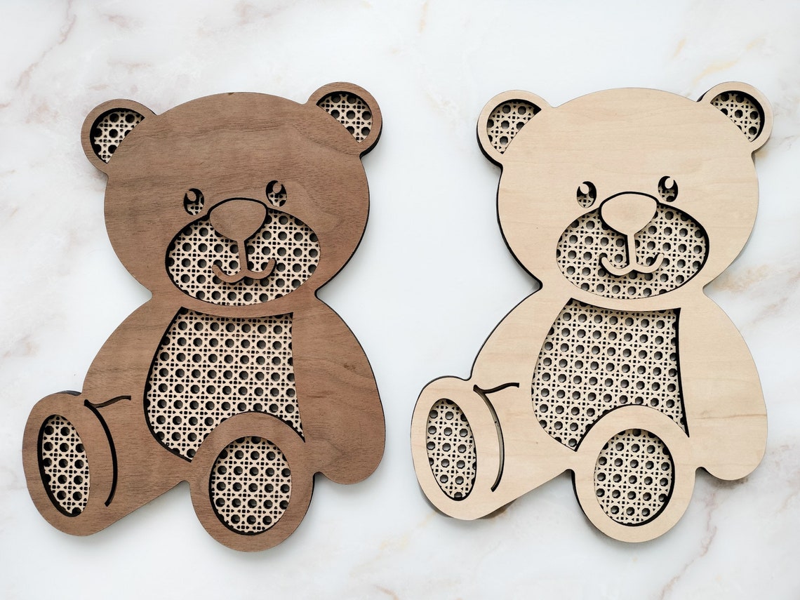 Rattan Teddy Bear Decor - Rattan Nursery Decor - Teddy Bear Baby Shower ...