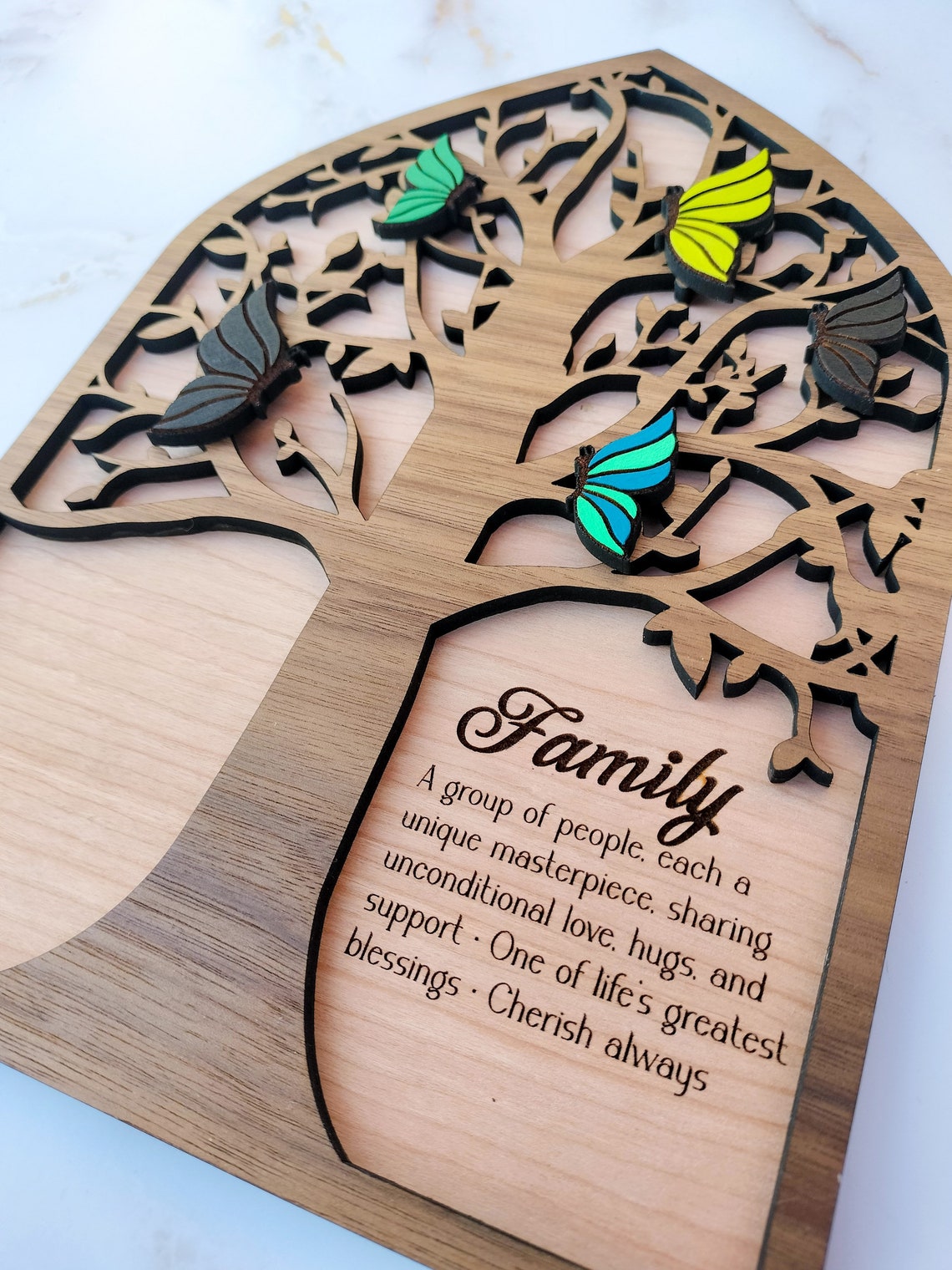 Custom Butterfly Family Tree - Family Tree Wood Decor - Personalized ...