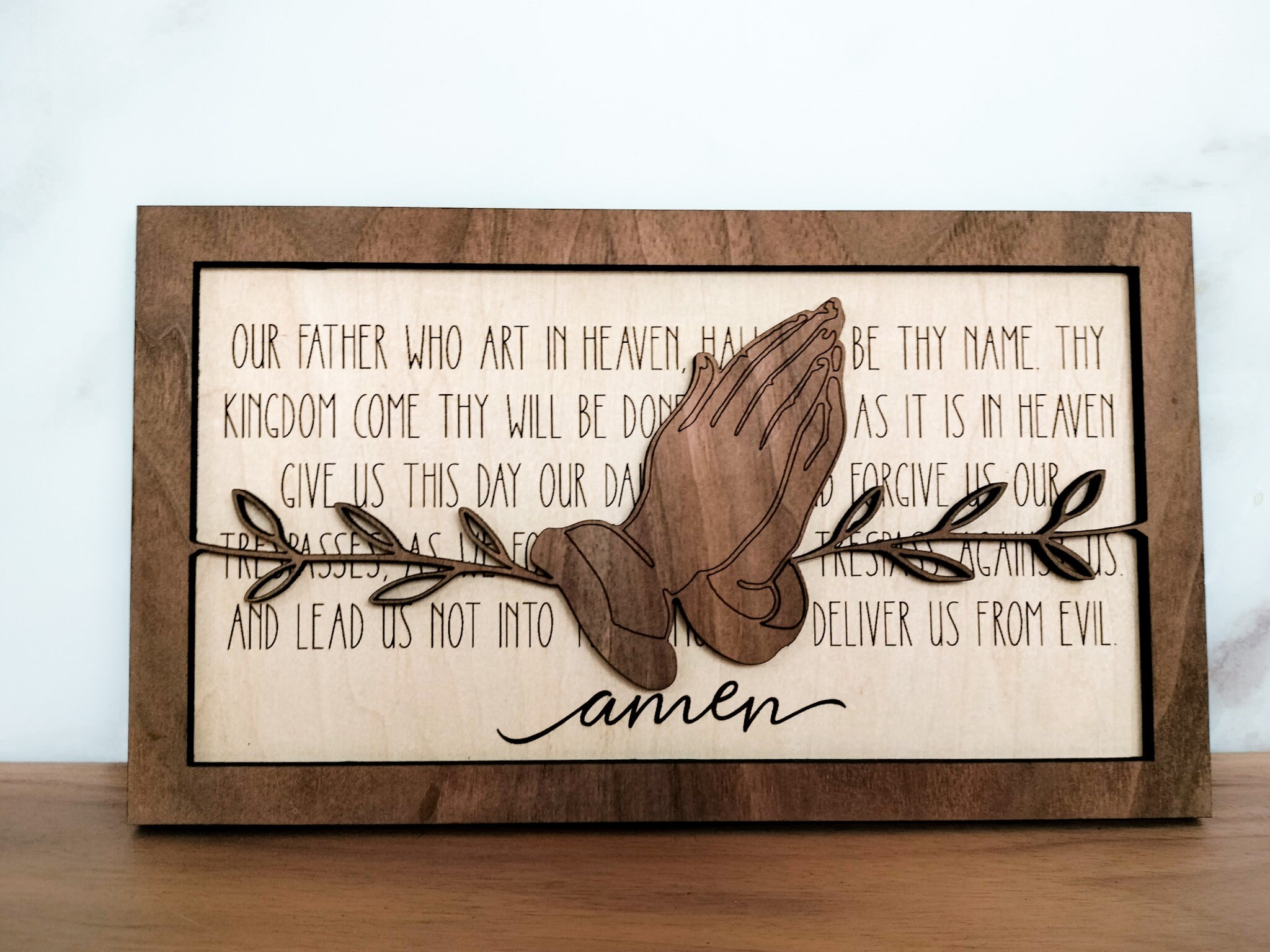 The Lords Prayer Sign Religious Home Decor Lords Prayer Folded Hands ...