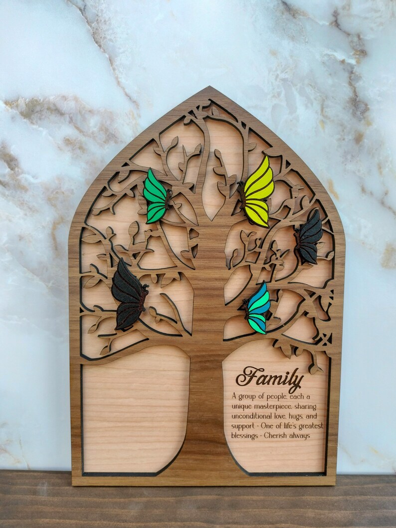 Custom Butterfly Family Tree - Family Tree Wood Decor - Personalized ...