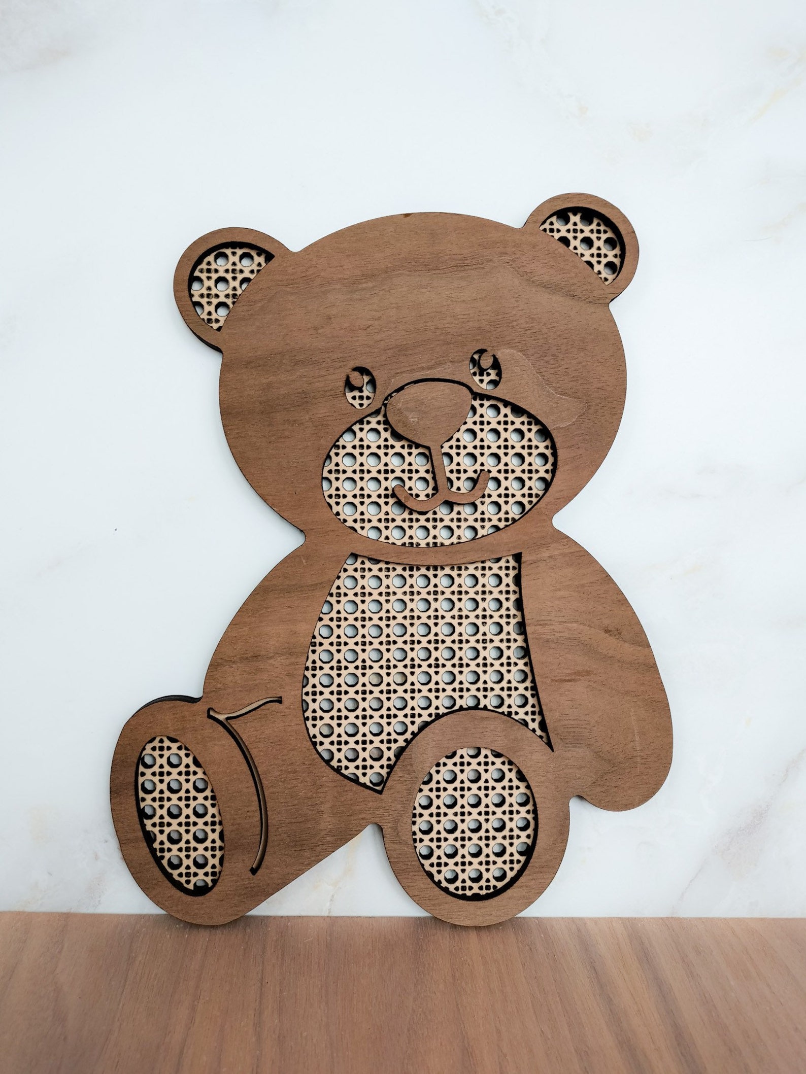 Rattan Teddy Bear Decor - Rattan Nursery Decor - Teddy Bear Baby Shower ...