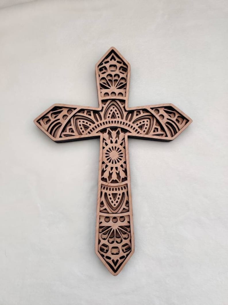 Christian Cross Mandala Cross 3d Wood Cross Christian - Etsy