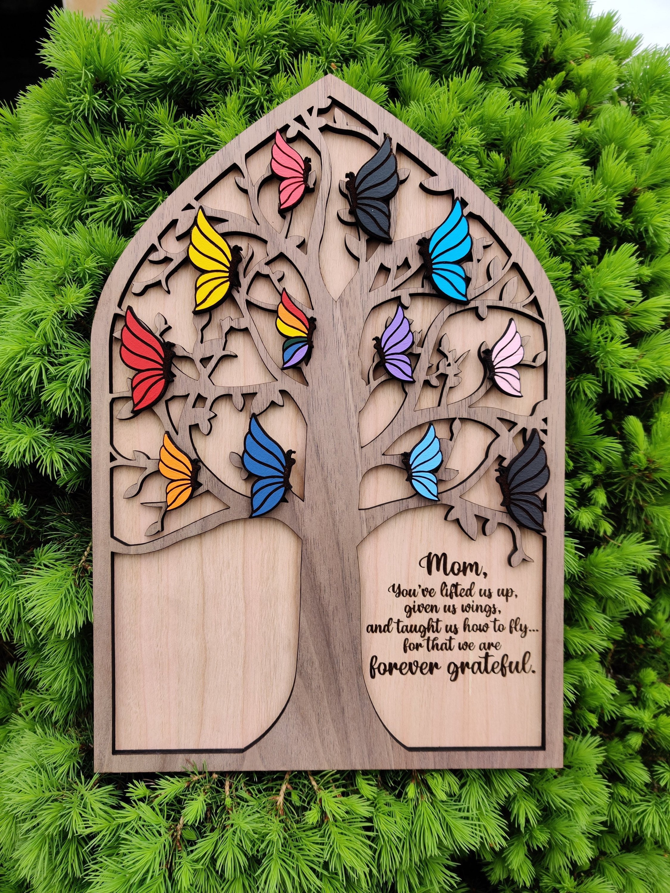 Custom Butterfly Family Tree - Family Tree Wood Decor - Personalized ...