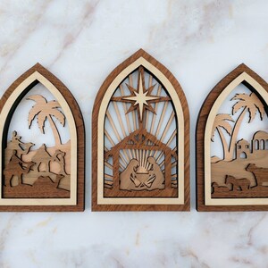 Nativity Scene - Cathedral Arch Styled Nativity Scene With 3 Panels ...