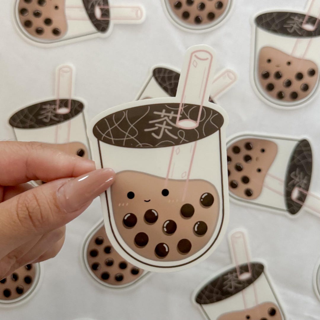Bobo Boba Milk Tea Transparent Sticker | Asian Drink Stickers - Etsy
