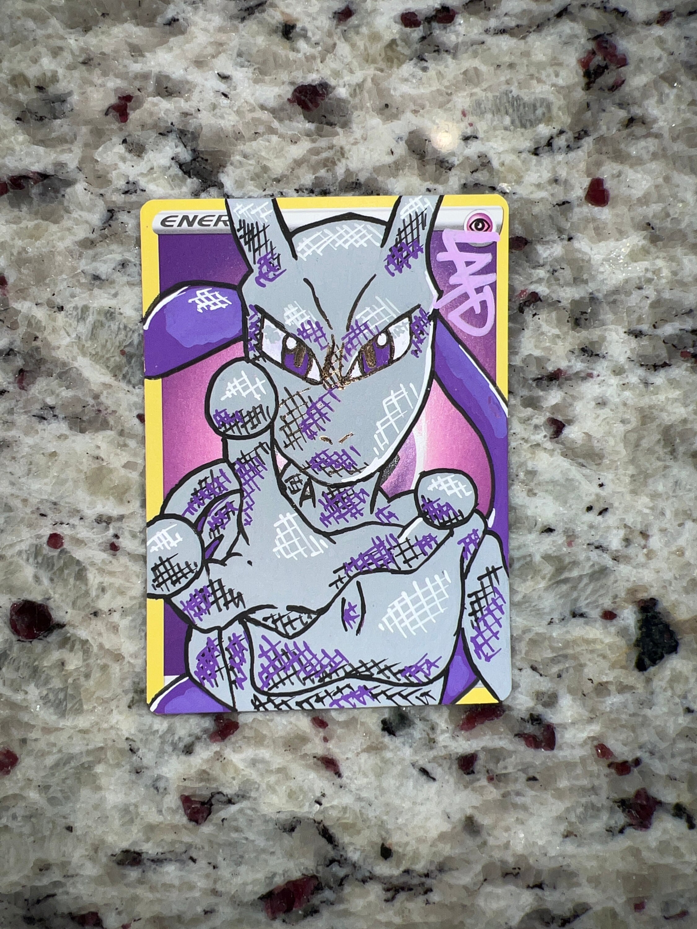 Mewtwo Hand Painted Psychic Energy Card - Etsy