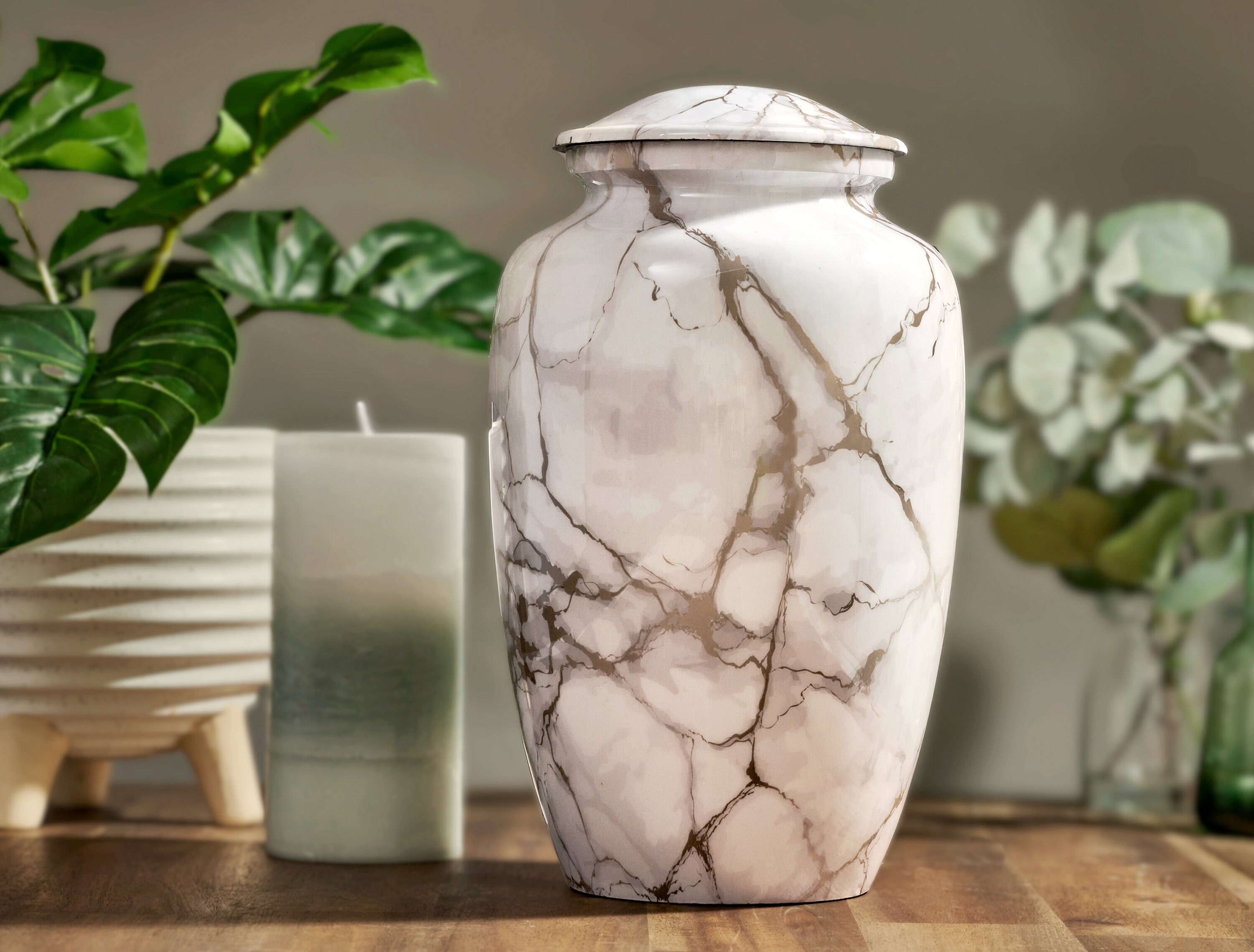 RESTAALL Darby Stone Finish Aluminum Ashes Urn. Cremation Urns for ...