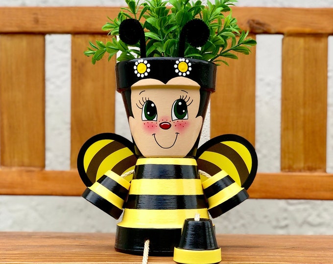 Bumble Bee Flower Pot People/clay Pot People/flower Pot People/garden ...